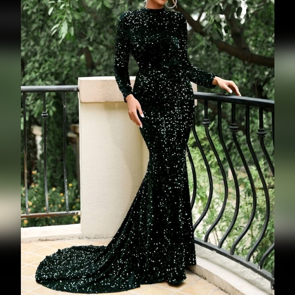 AA Collection | Dresses | Luxe Sequin Mermaid Wedding Formal Party Gown ...
